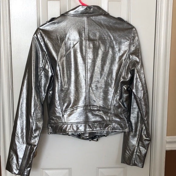 Zara | Jackets & Coats | Metallic Silver Biker Jacket Nwt | Poshmark